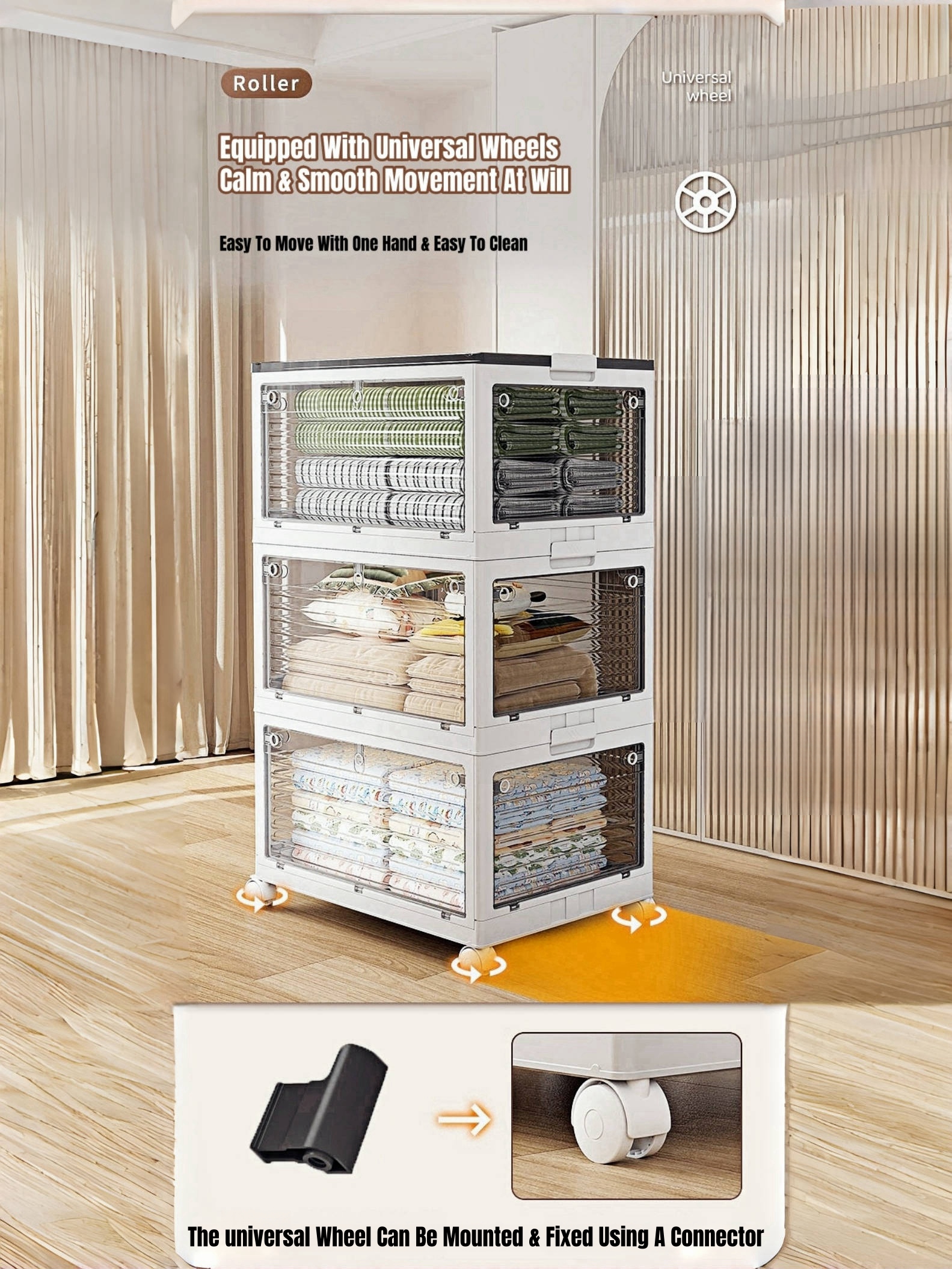 [SG Stock]Foldable Storage Box With Wheels Multi-Functional Stackable ...