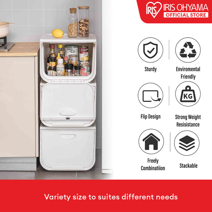 IRIS OHYAMA Single Flap Storage Box, S/M/L Size (FLP), Flip Down ...