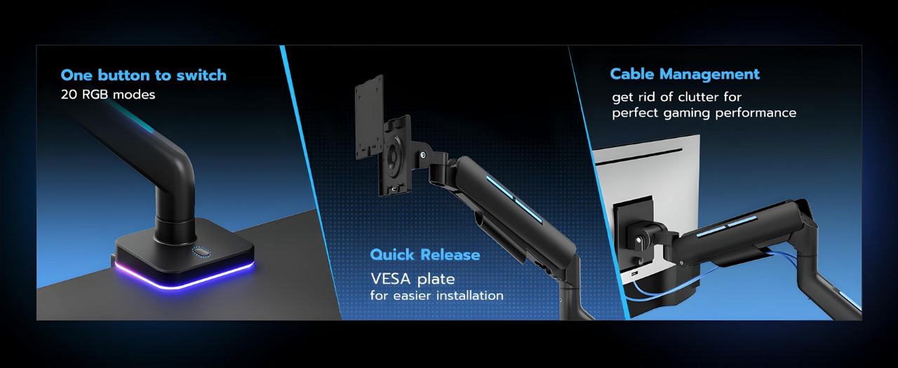 the Aryl™ Heavy-Duty RGB Gaming Monitor Arm | Shopee Singapore