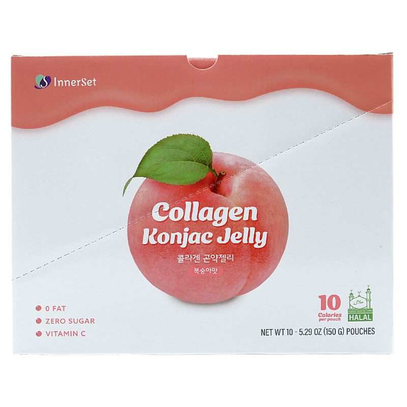 INNERSET Collagen Konjac Jelly–Peach Flavour, 150gX10 Pouches, Zero Fat ...