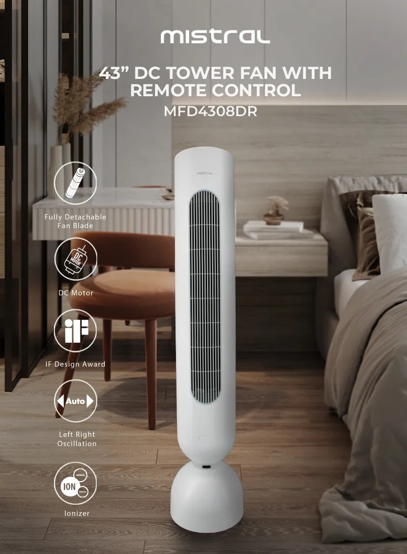 Mistral MFD4308DR DC Tower Fan With Remote Control 43 Inch | Shopee ...