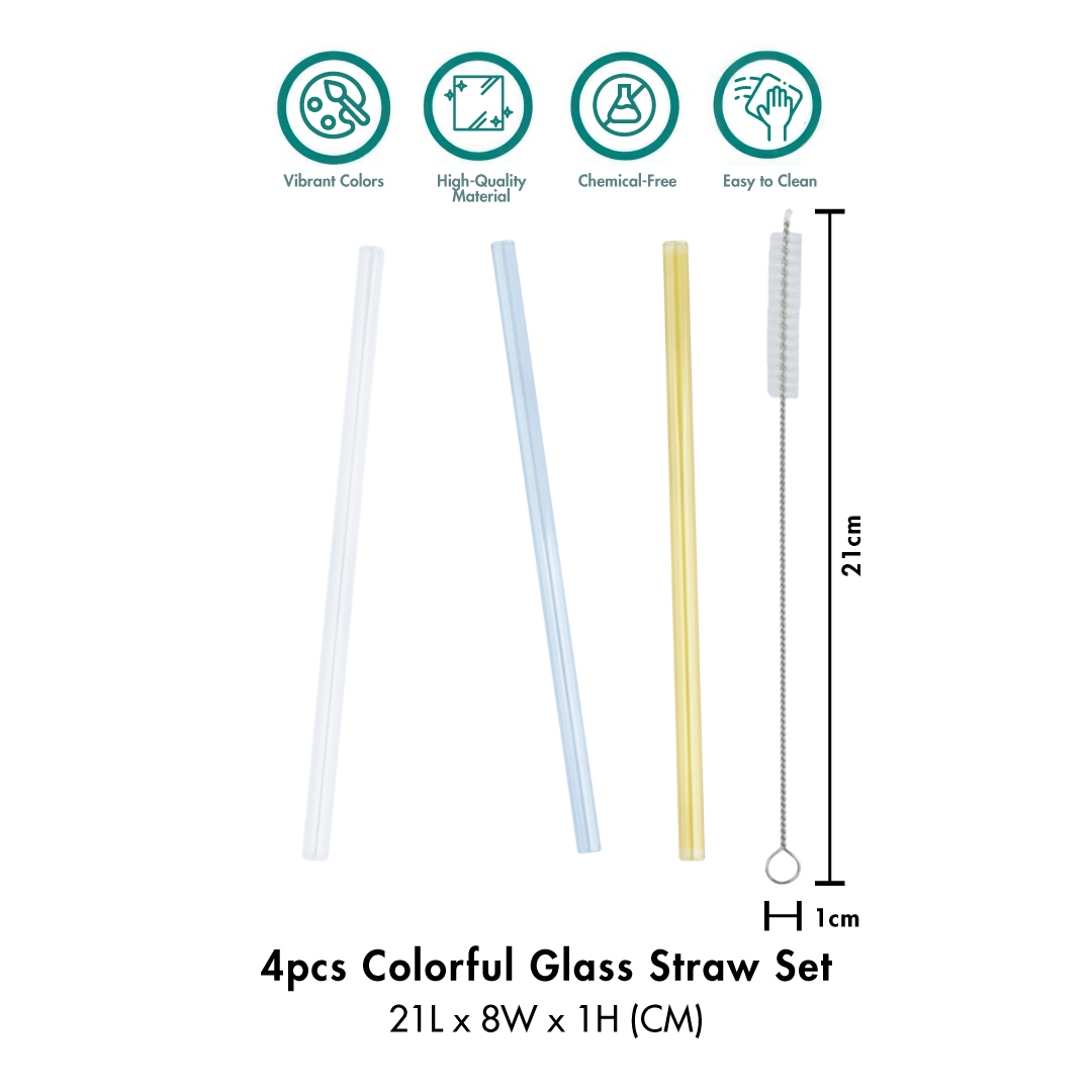 Table Matters - Baker's Secret 4pcs Colorful Glass Straw Set [Straw ...