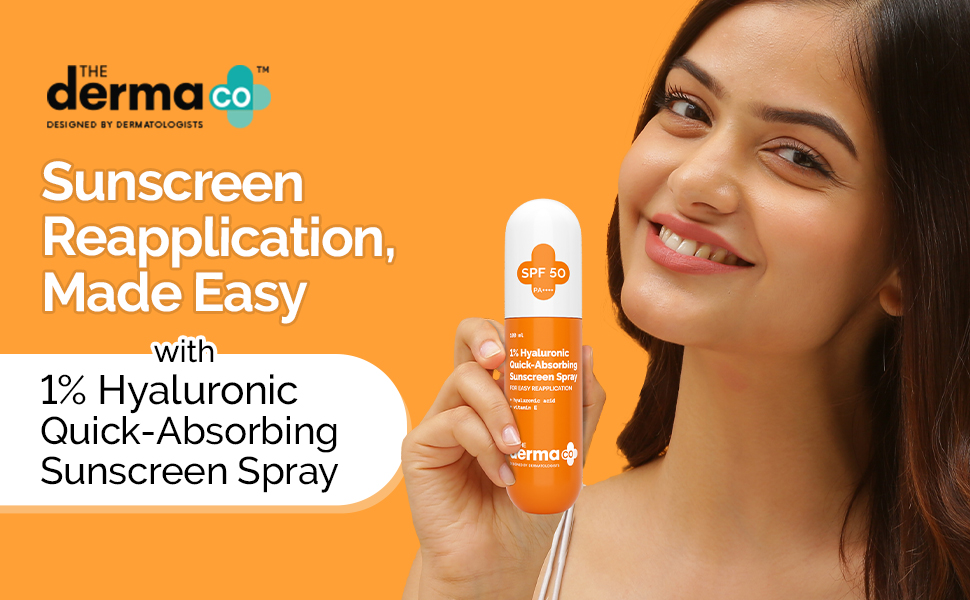 The Derma Co 1% Hyaluronic Quick-Absorbing Sunscreen Spray (100 ml) For ...