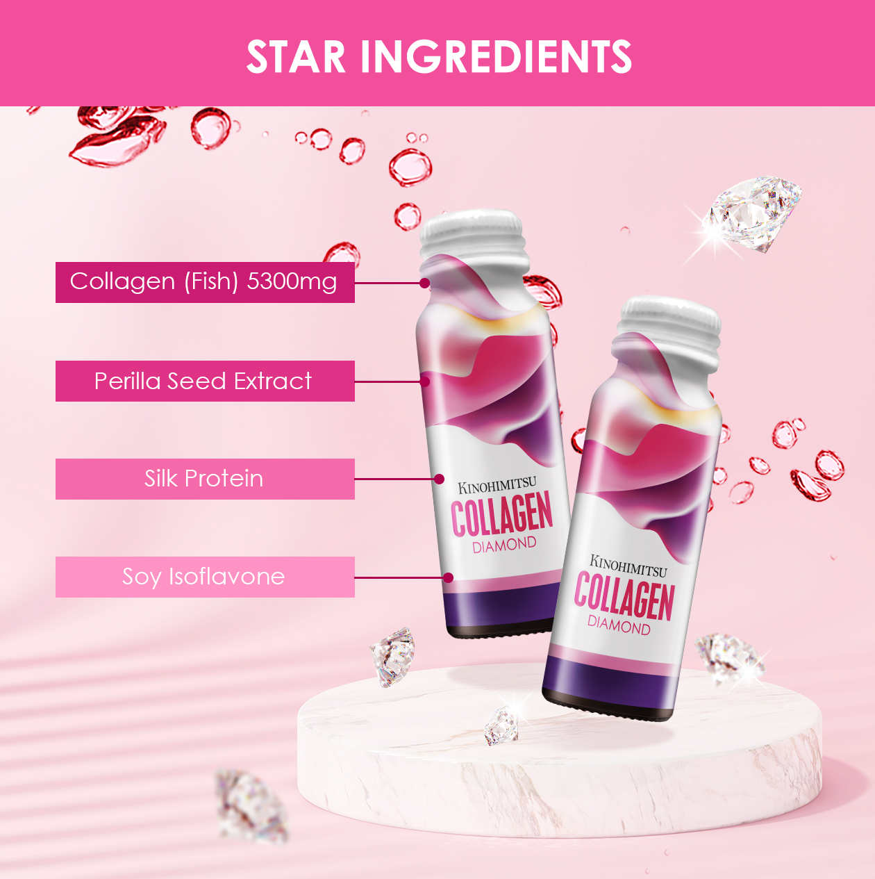 [SG60 For You] Kinohimitsu Collagen Diamond/Nite/Men 5300mg 50ml x 16 ...