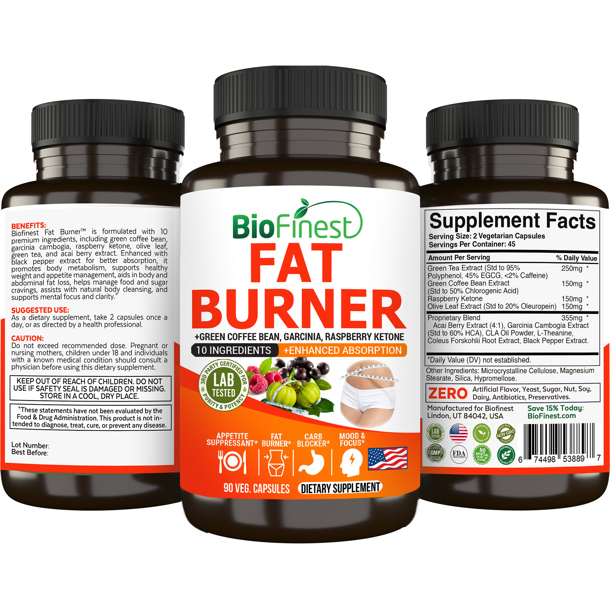 Biofinest Fat Burner Supplement - Morning Night Weight Loss Slimming ...
