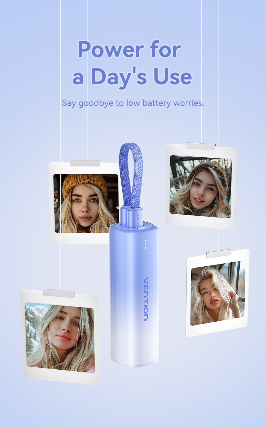 Vention Colourful Power Bank Fast charging Small Powerbank 5000mAh ...