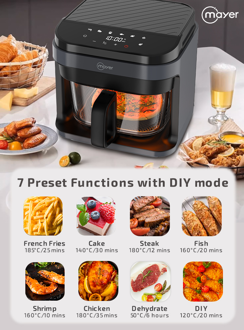 Mayer 5.5L Digital Glass Air Fryer MMGAF539D - White / Dark Grey | Shopee Singapore