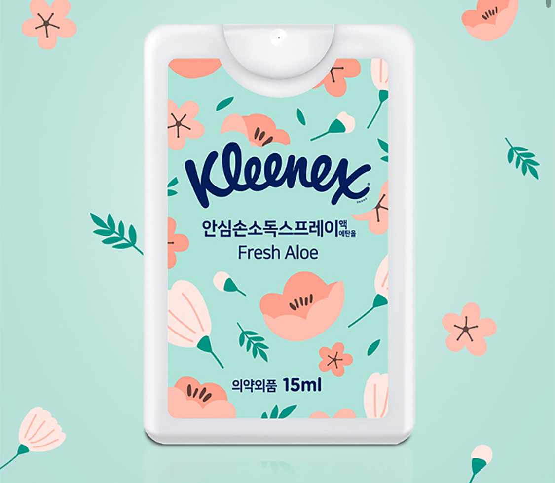 [Kleenex] Safe Hand Sanitizer Spray 15ml 6ea (Fresh Aloe / Green Floral ...