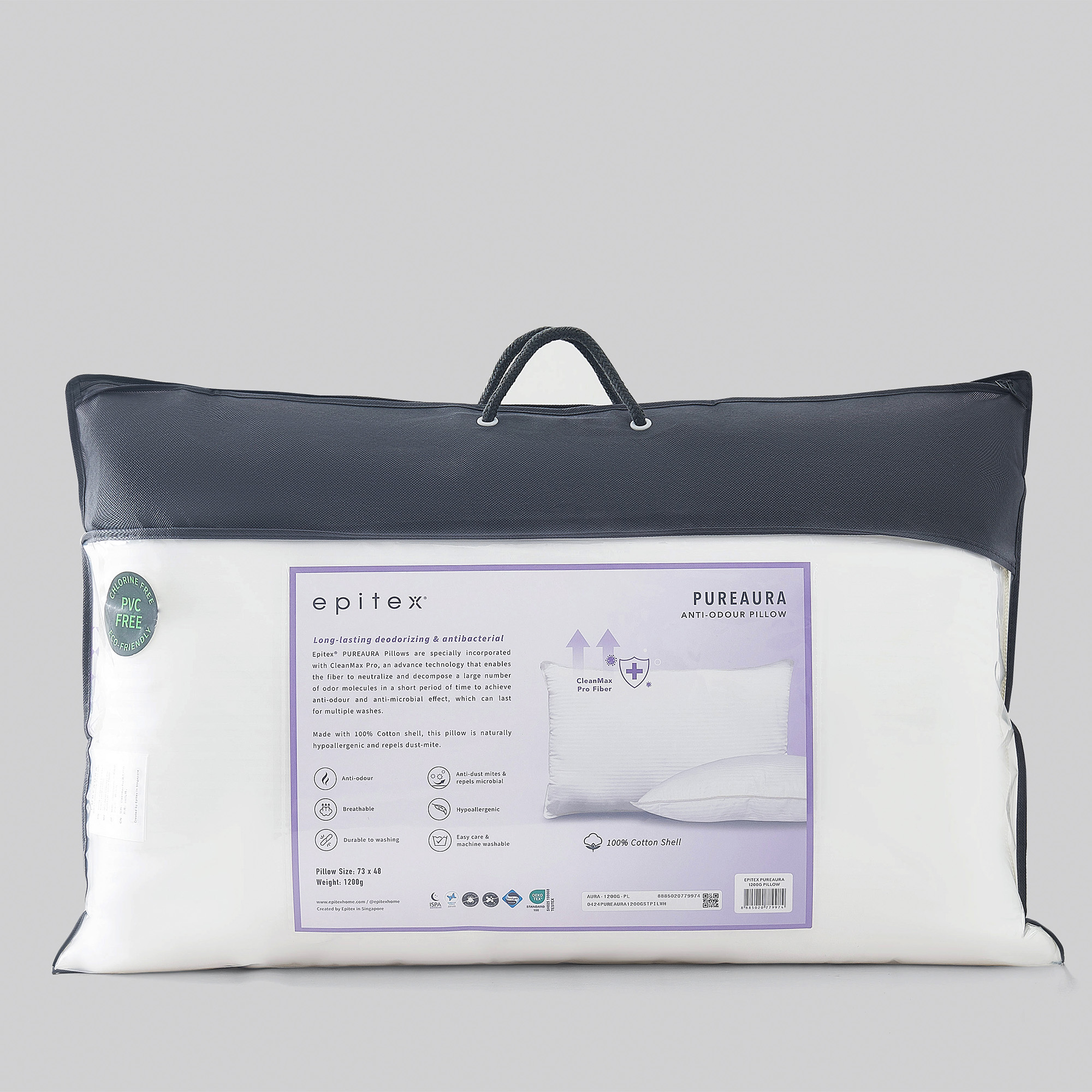 (New Arrival) Epitex PureAura 1200g Anti-Odour Pillow - Plush Feel ...