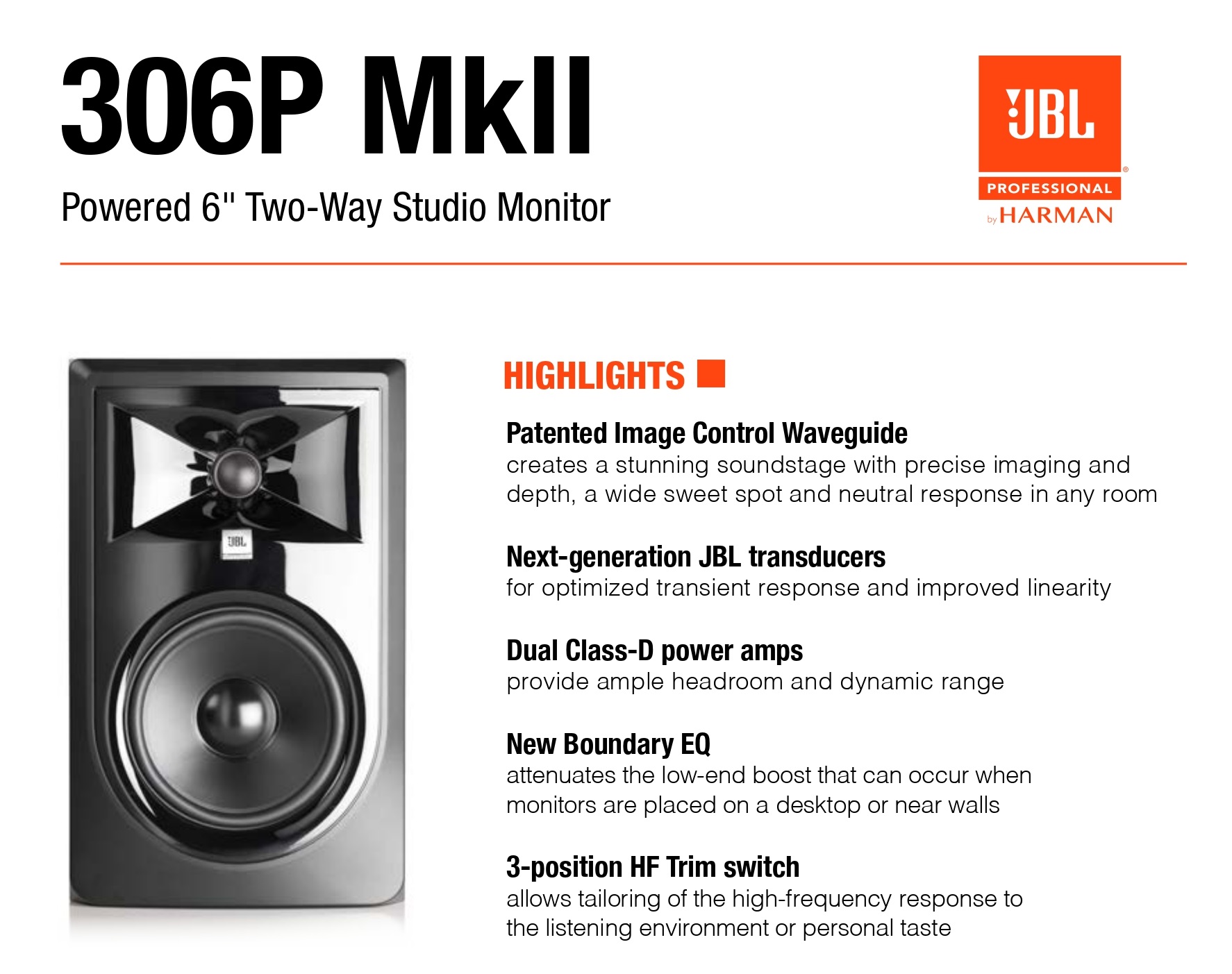 JBL 306P MkII 6" inch 2 way powered studio monitor speaker -1 year official warranty | Shopee ...