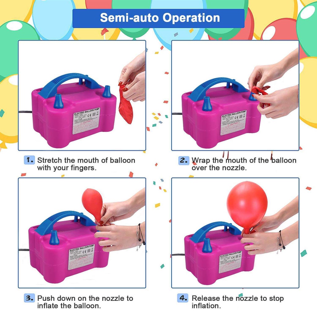 Electric Balloon Inflator Air Pump Blower Double Hole Inflatable ...