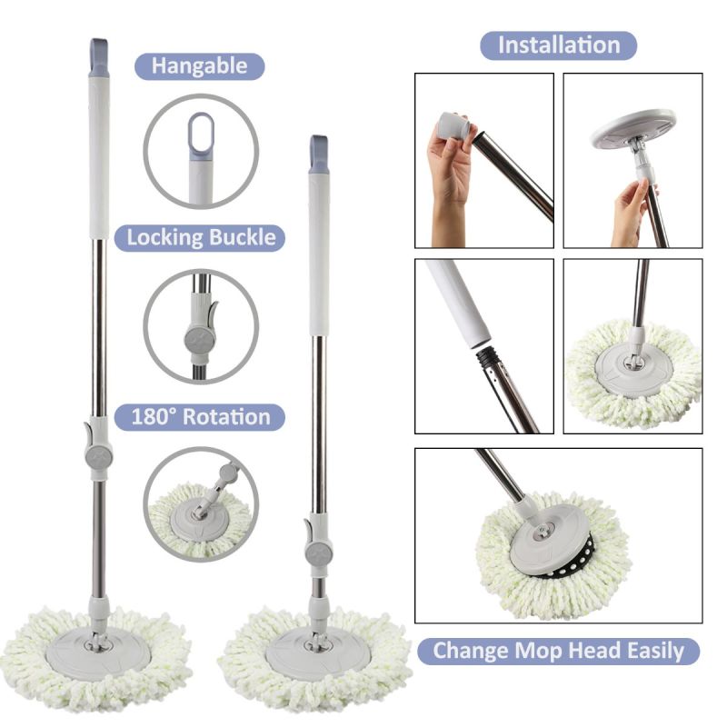 Spin Mop Bucket Set Self-Wring Easy Wet&Dry Spinning Mops with Foot ...