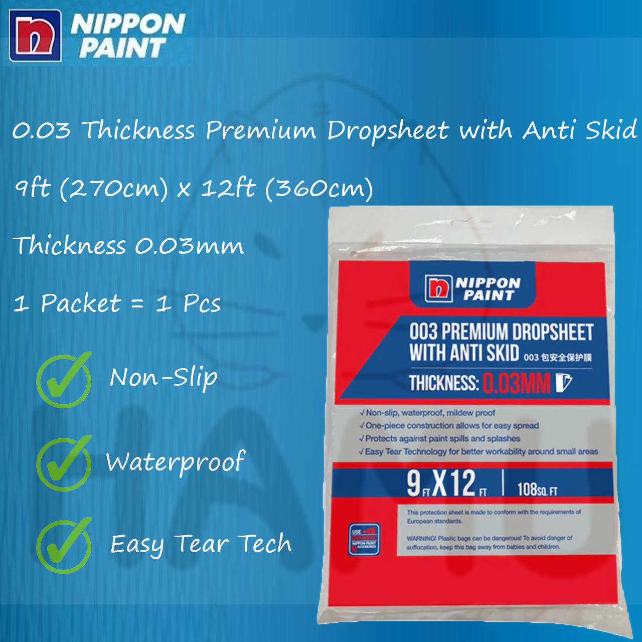 |🐹SG LOCAL🐹| -[MPQ 4]- Nippon Premium Plastic Drop Cloth 9ft x 12 ft ...