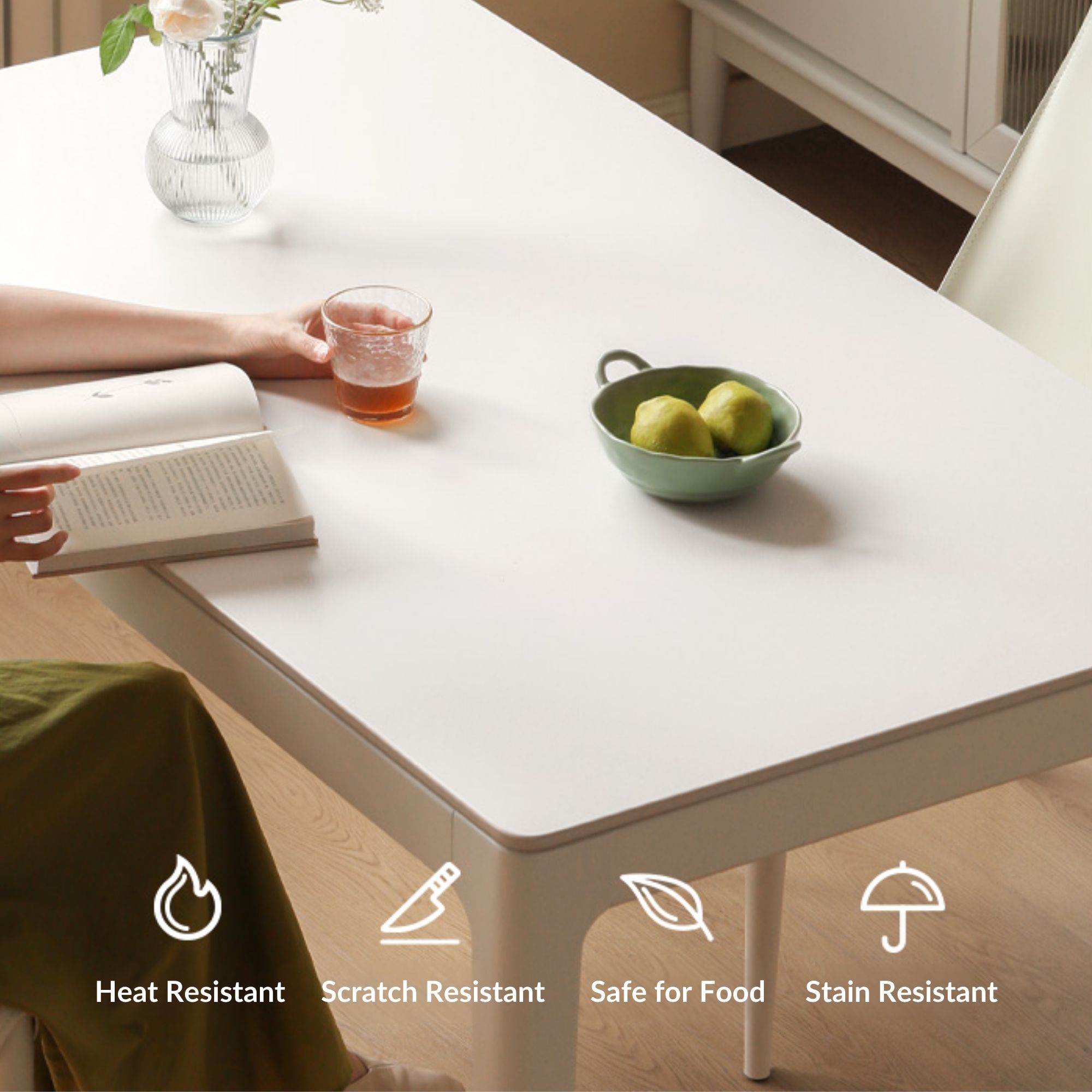 Cozylant Tatum Dining Table Set / Sintered Stone Table / Solid Poplar ...