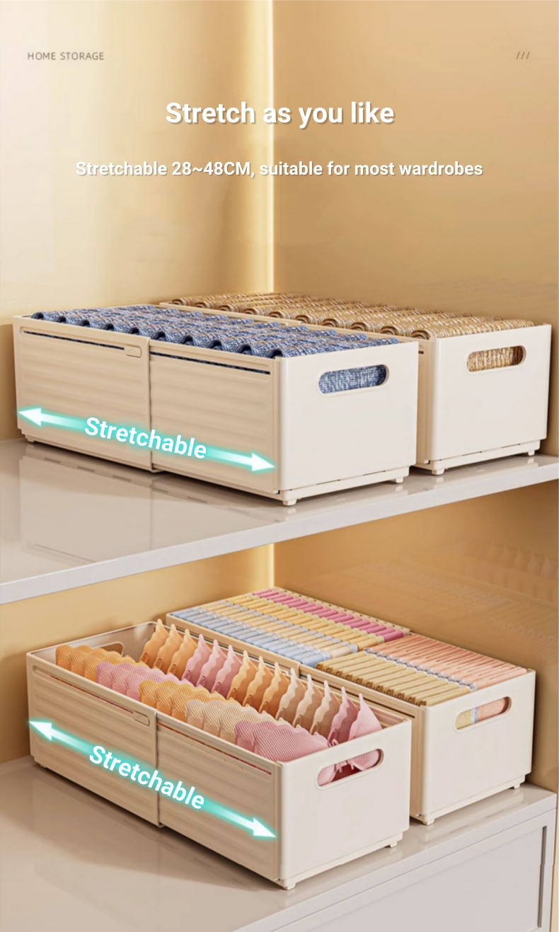 Maxvaluesg® Retractable Wardrobe Storage Box Adjustable Drawer Storage ...