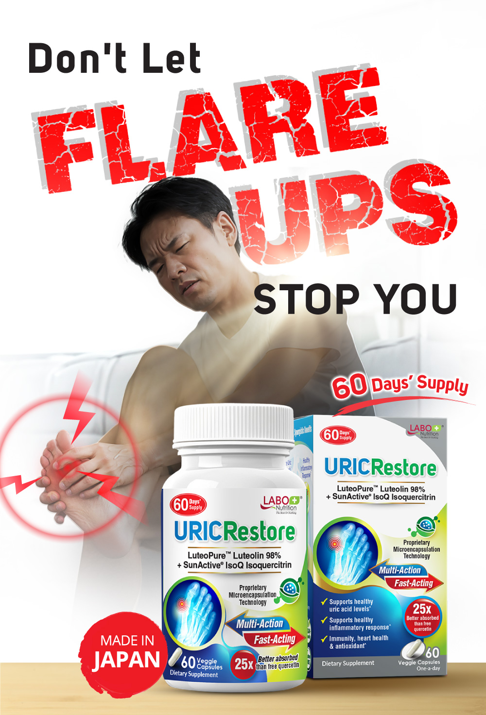 LABO URICRestore Luteolin Quercetin for Uric Acid Flare Up Gout Joint ...