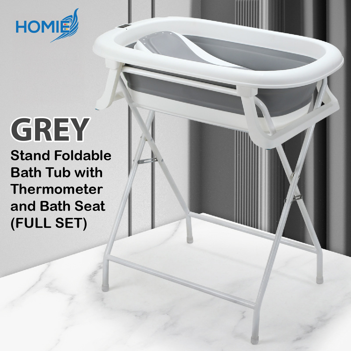 HOMIE Stand Foldable Bath Tub with Thermometer/Baby Bath/Without ...