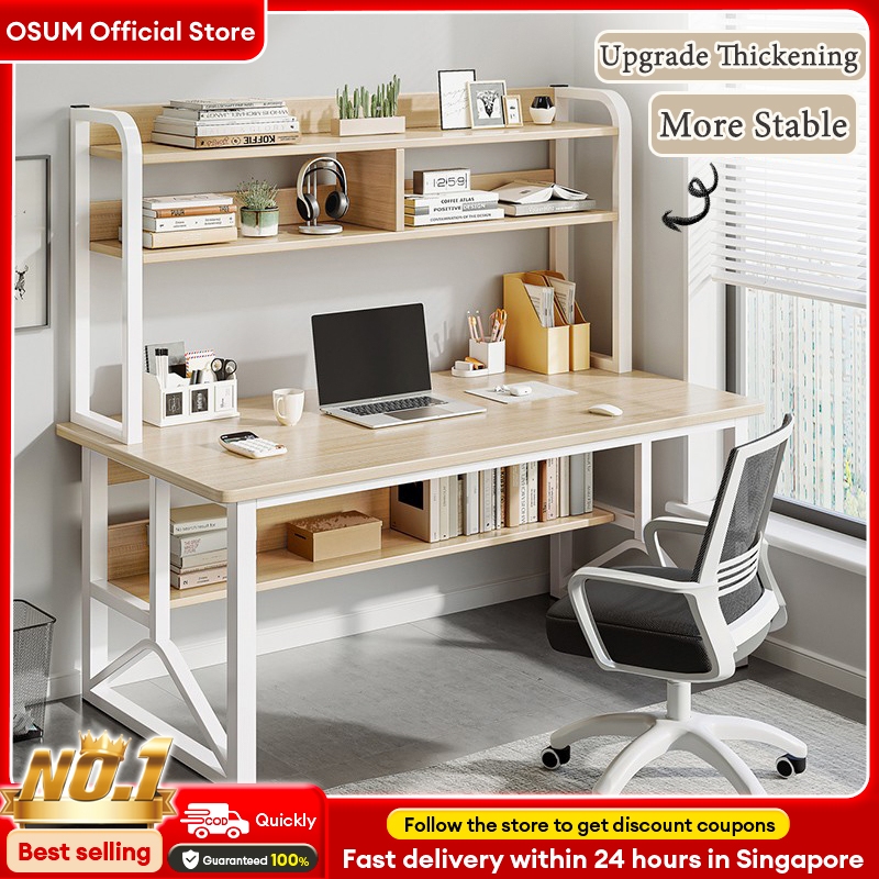 Computer Table with Book Shelf Solid Wood Study Writing Table Home ...