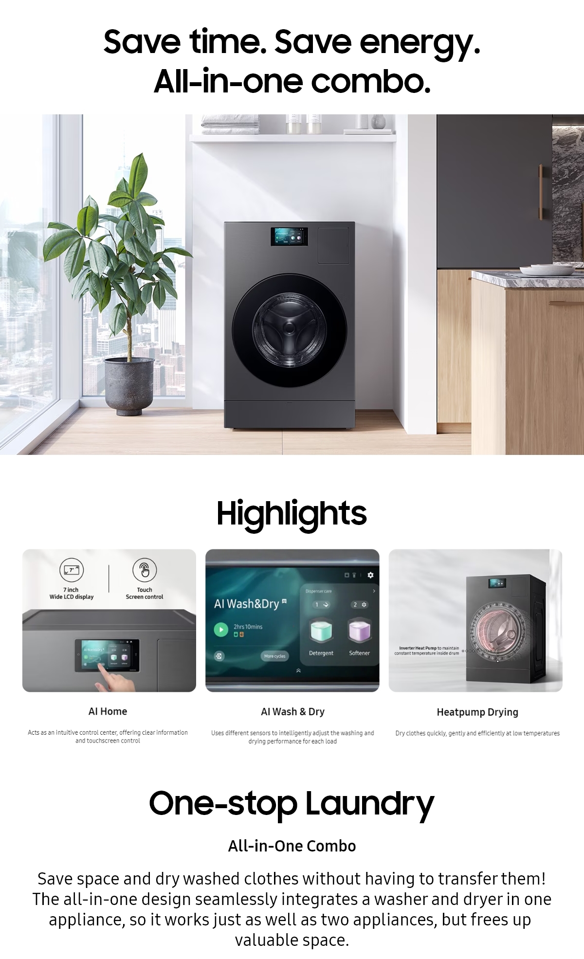 [Climate Voucher Eligible] Samsung WD25DB8995BZSP Bespoke AI™ Laundry ...