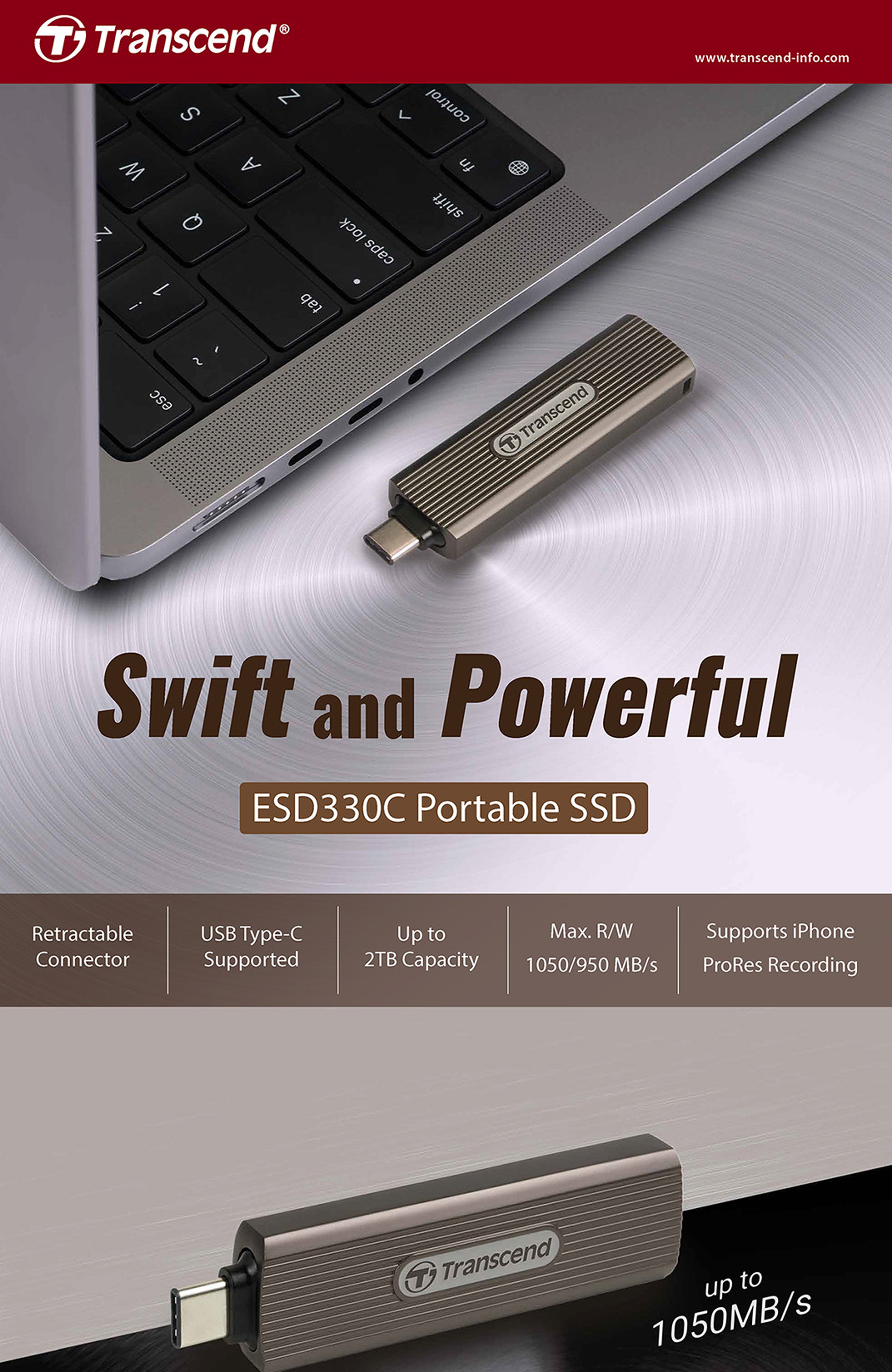 Transcend ESD330C 512GB/1TB/2TB Type-C Portable SSD | Shopee Singapore