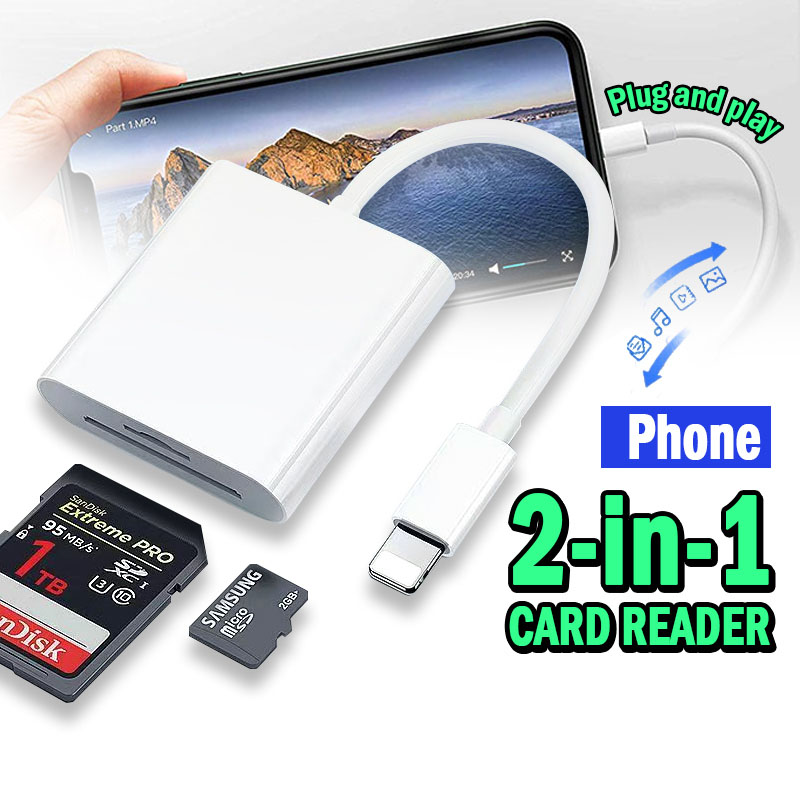 (SG) 3 In 1 Card Reader Memory Card OTG Adapter for IP 14 13 12 IOS To ...