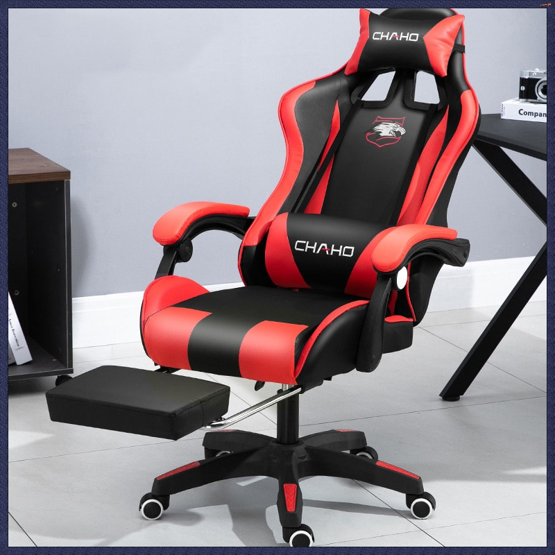 Leather Gaming Chair With Foot Rest Esports Chair Office Chair ...