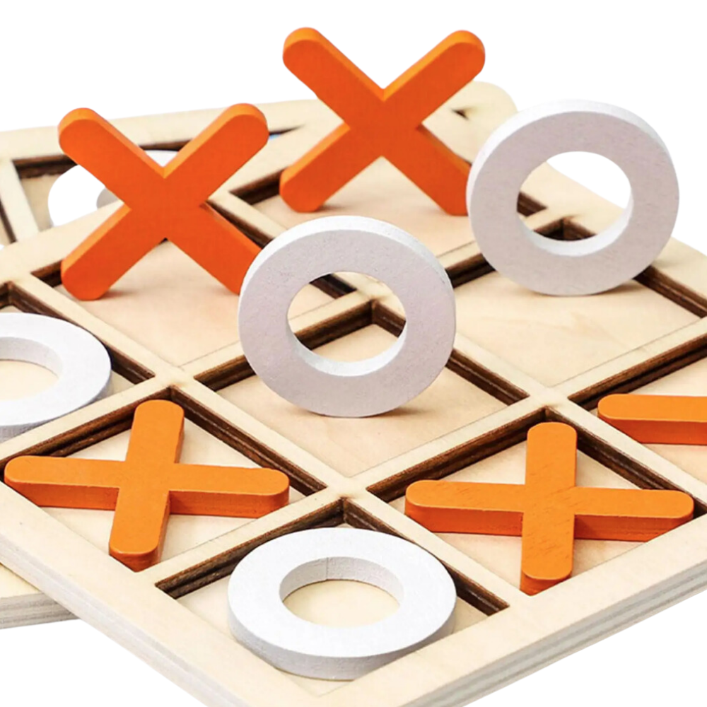 Wooden XO Tic Tac Toe Blocks Board Game Parent-Child Interaction Real ...