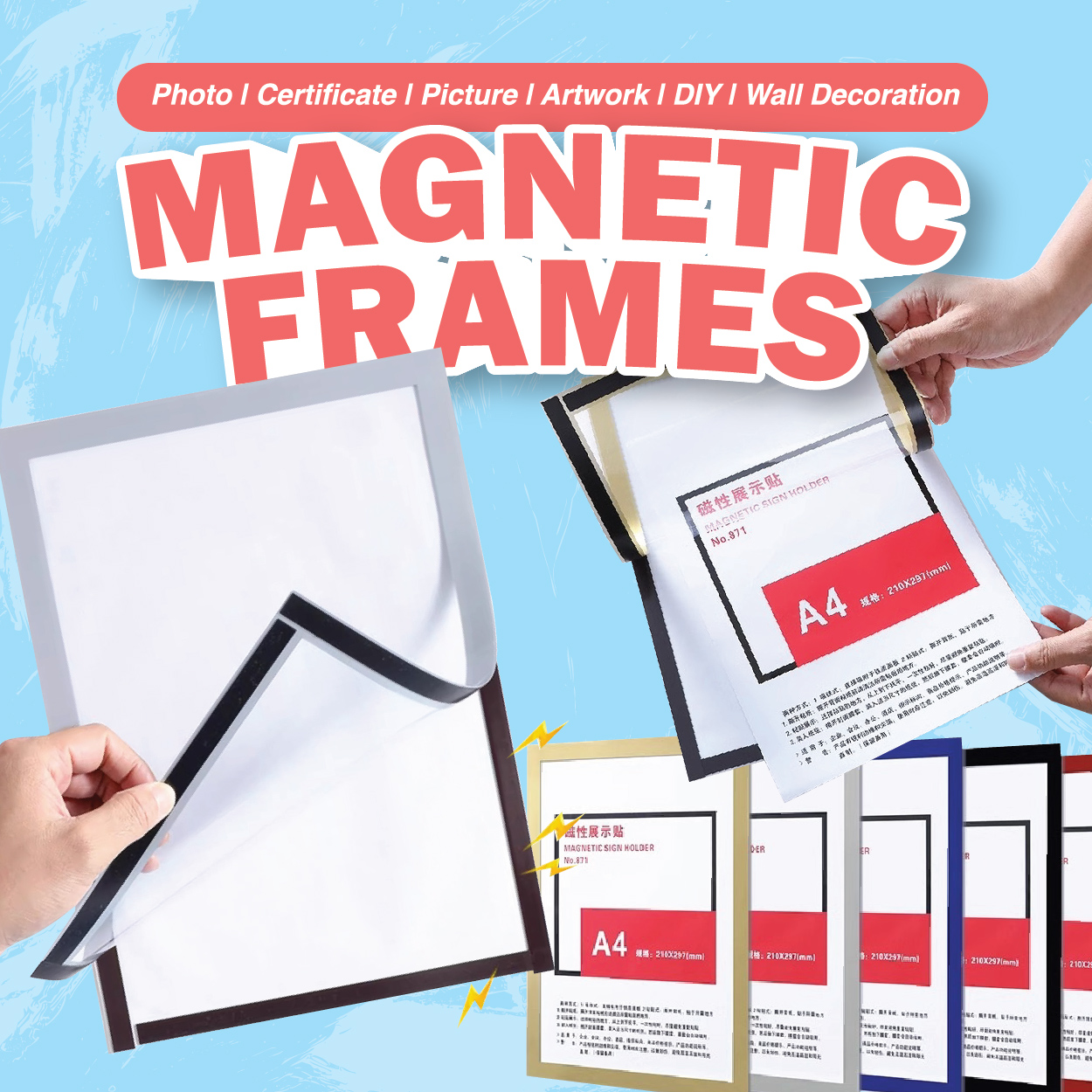 🇸🇬📦🚚 Magnetic Frame (Adhesive) A3/A4/A5/A6 - Photo | Certificate ...