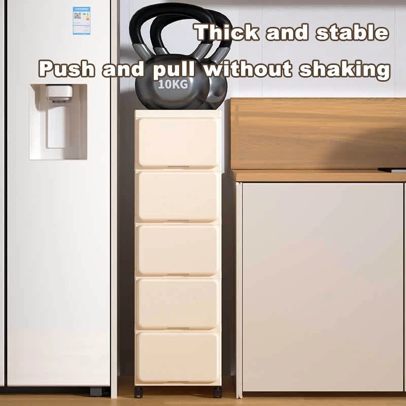 MEIJU Movable Creamy Slim Drawer Cabinet Kitchen Narrow Storage ...