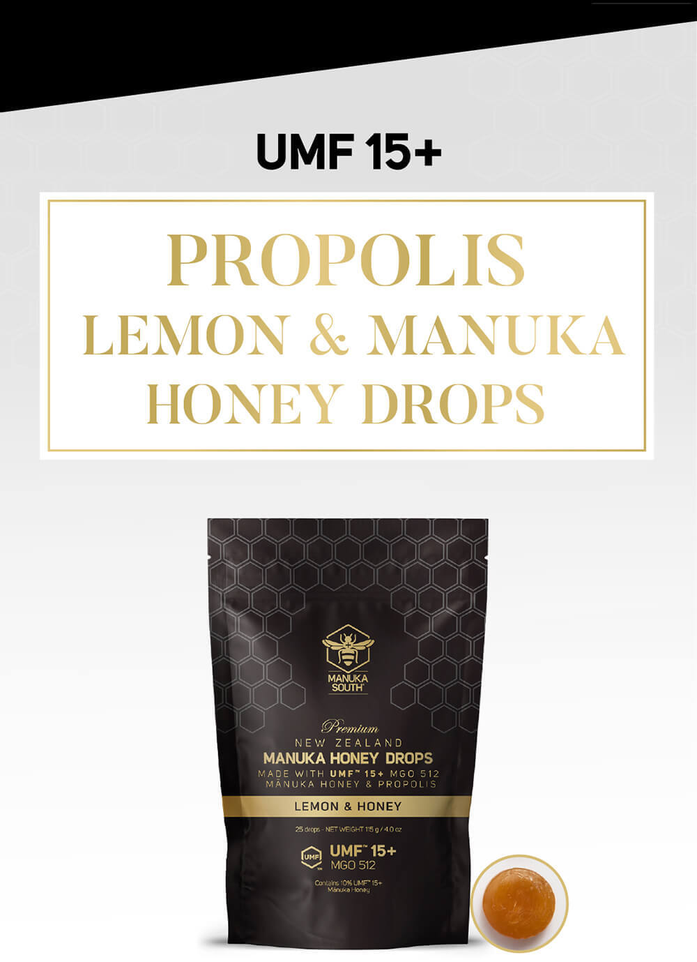 Manuka South UMF 15 Manuka Honey+Propolis Drops Lozenges for Cough Flu ...