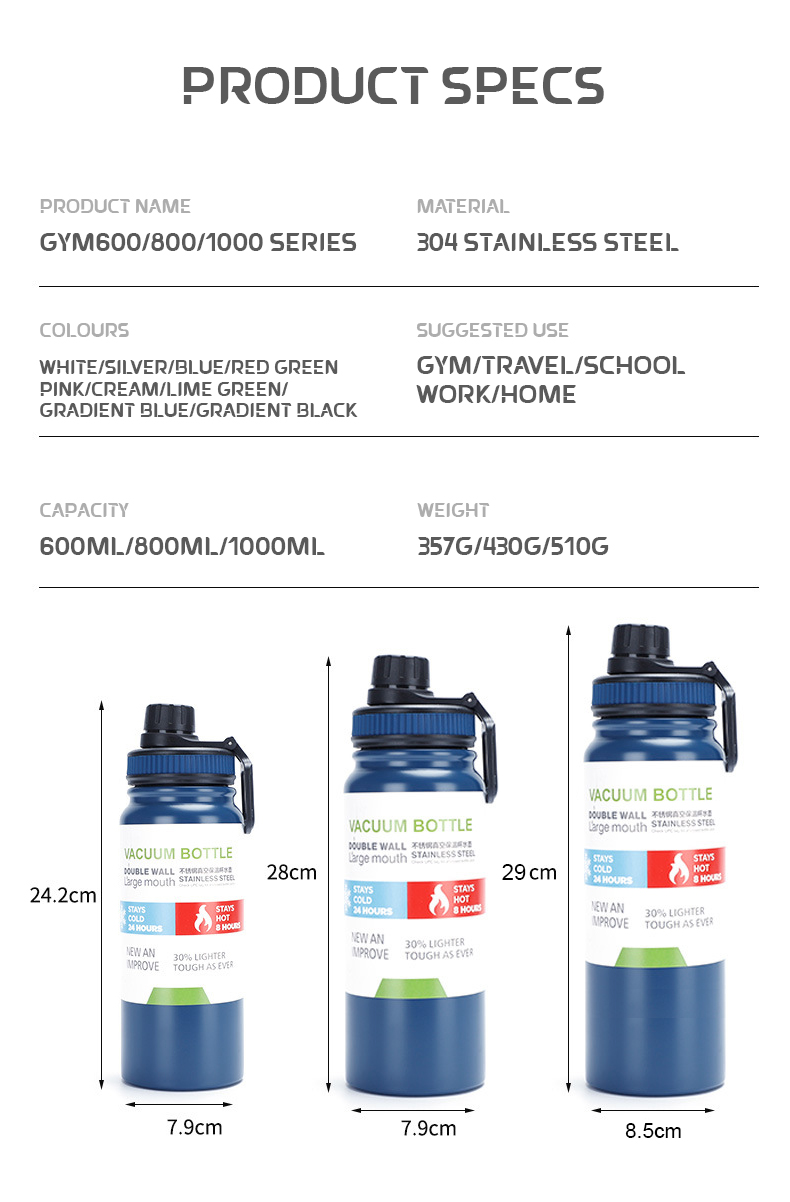 [SG]Outdoor Portable Gym Sports Water Bottle-Stainless Steel Insulated Thermal Tumbler Vacuum ...