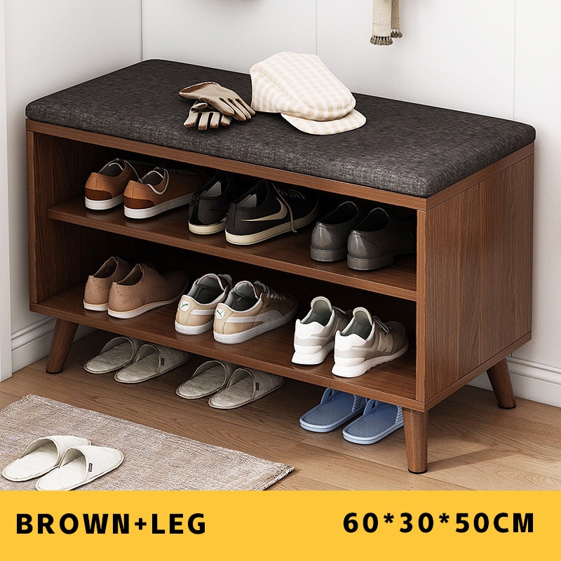 OSUM Household Wooden Shoe Stool Bench Flip Shoe Rack Storage Benches ...