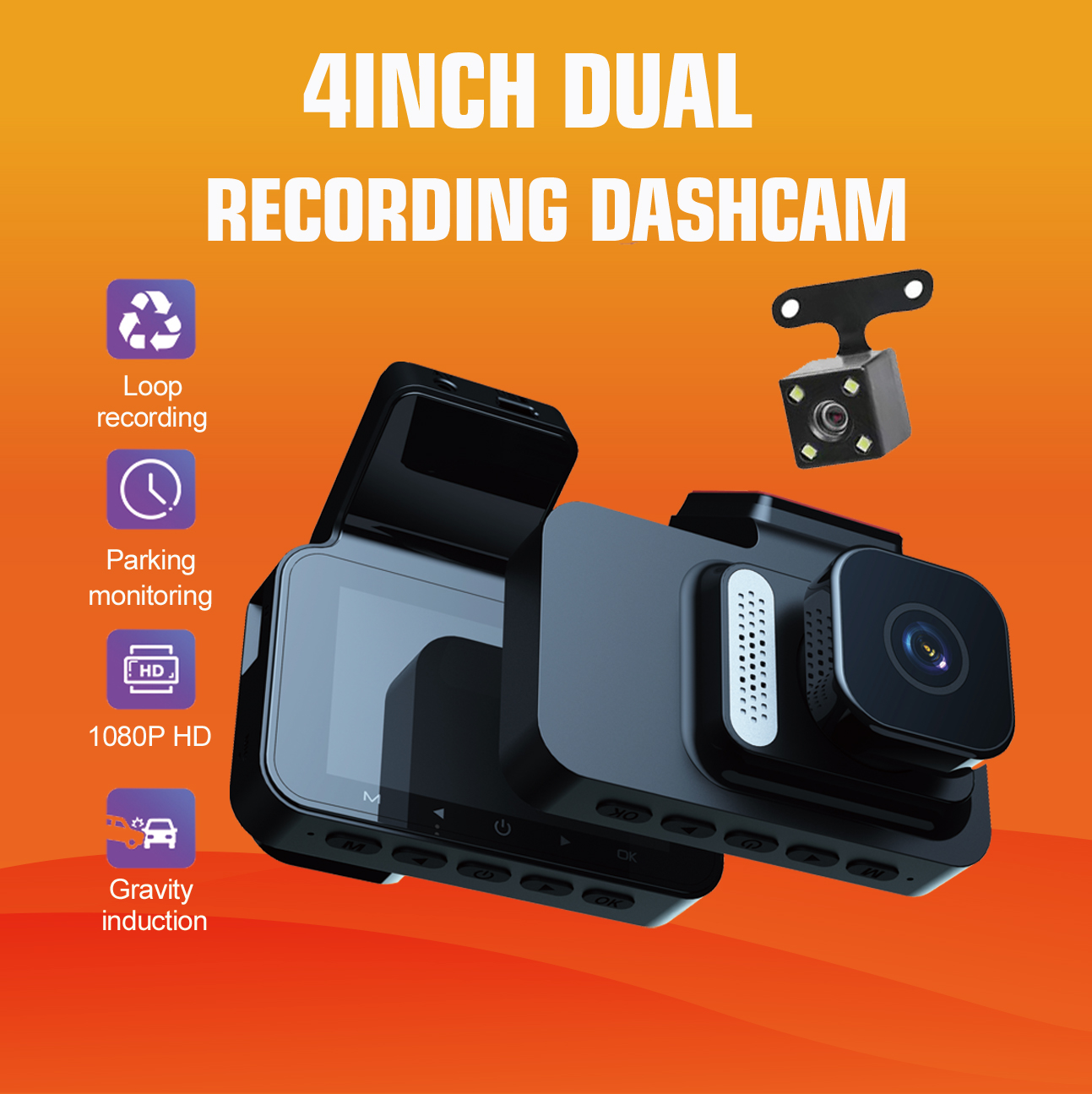 Pony 4-inch dual recording WiFi driving recorder, high-definition dual ...