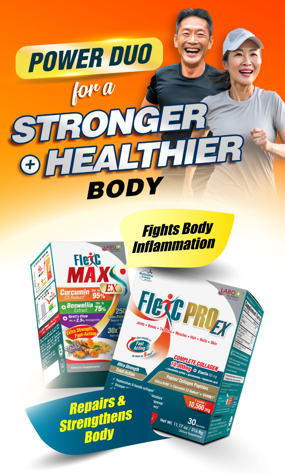 LABO Nutrition FlexC MAX EX + FlexC PRO EX - Joint Muscle Knee Pain ...