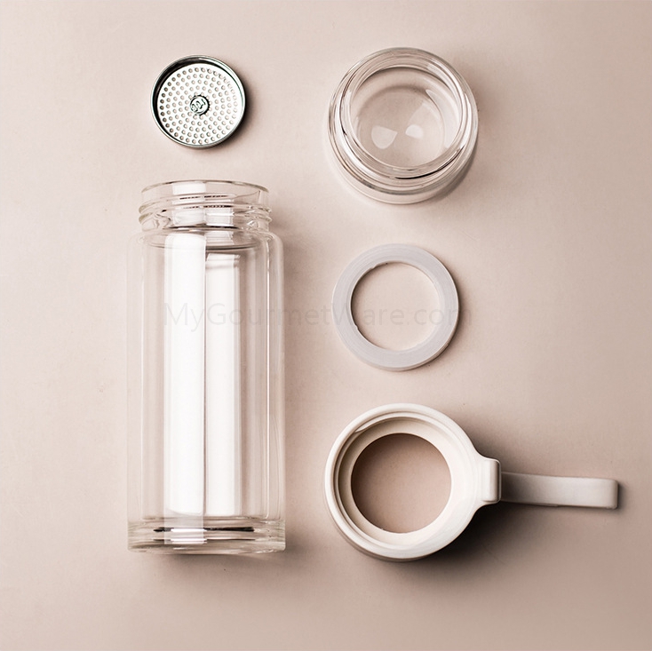 [SG STOCK] Double Glass Wall Tea Infuser Cold Brew Coffee Strainer Fruit Tea Glass Bottle | XL ...