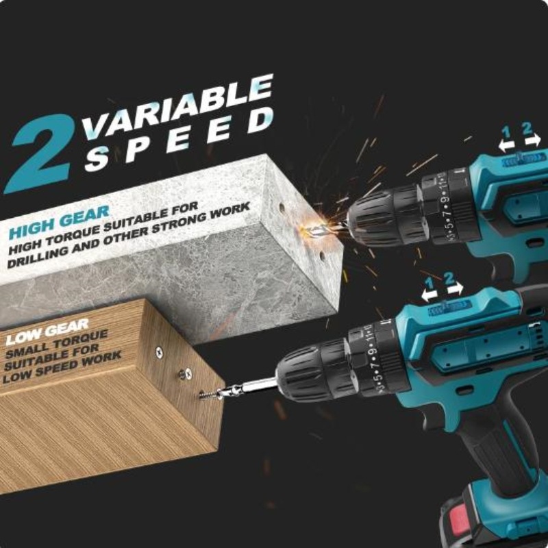 Wall Drill Electric drill 24 PCS Set Cordless Drill Hand Impact Drill ...