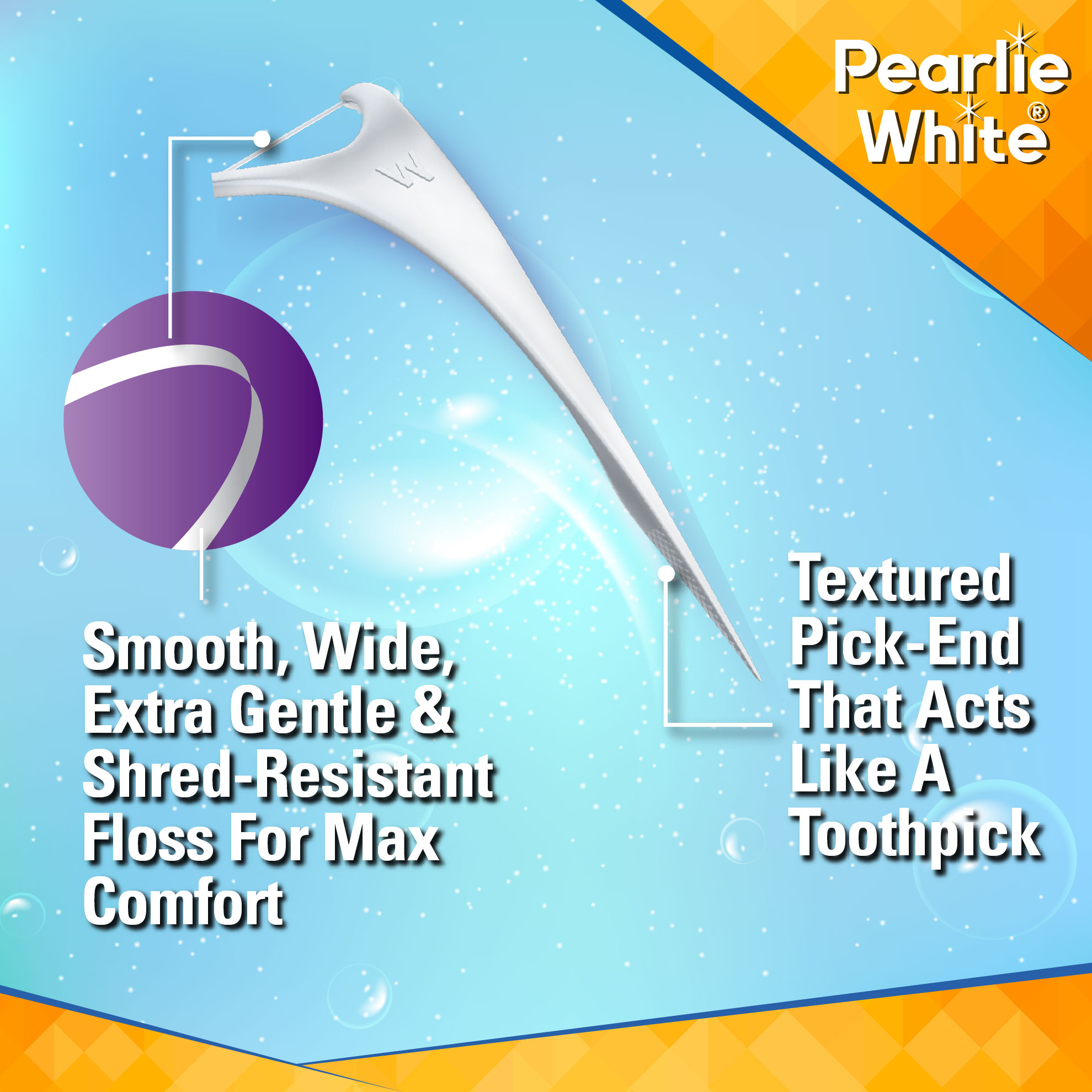 Pearlie White Floss Pick Y 2-IN-1 PTFE Mint Back Teeth Flosser 36pcs (Y ...