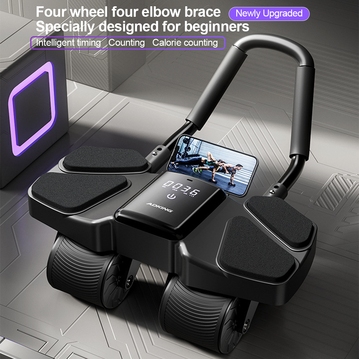 fitness Abs Roller Abdominal ab roller machine Abs 4 Wheel abdominal wheel Workout smooky ...