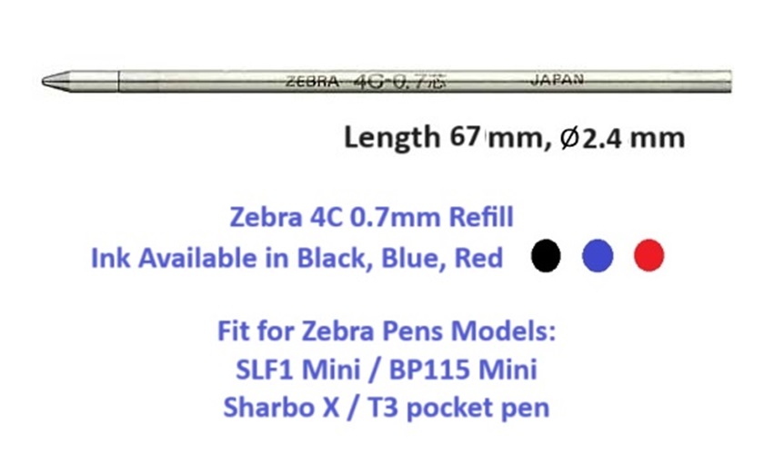 Zebra Metal Body Pen Refill 4C 0.7mm BR-8A-4C | Shopee Singapore