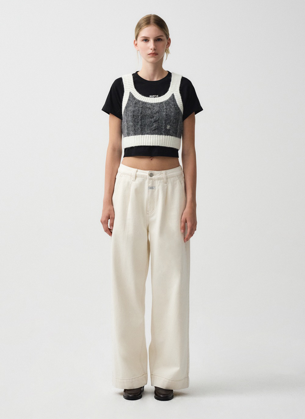 [Celebrity's PICK] MARITHE FRANCOIS GIRBAUD W Logo Bustier Knit Top - 3 ...