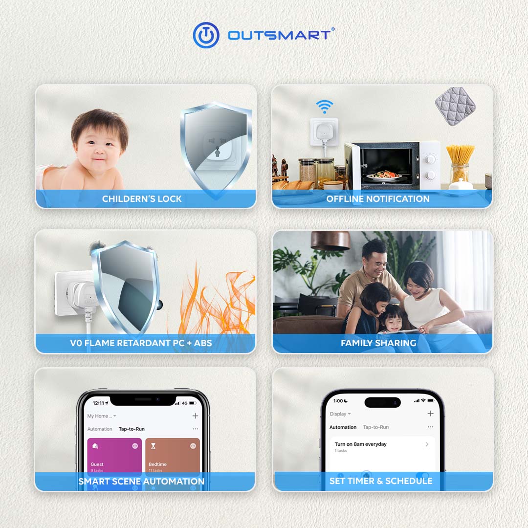 🔥🇸🇬OUTSMART Wifi Smart Plug 16A UK Energy Saving Smart Socket Smart ...