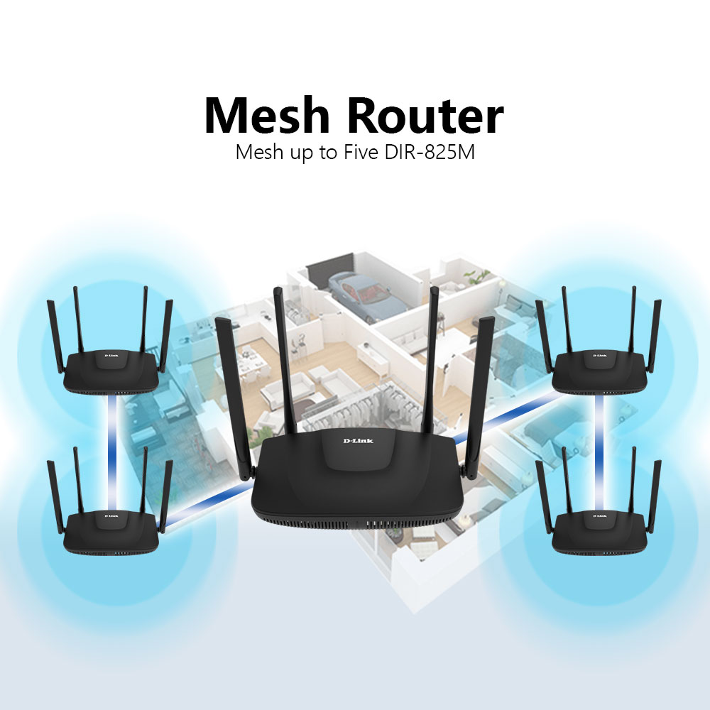 D-Link DIR-825M AC1200 Dual Band Gigabit 5-in-1 WiFi Wireless Router ...