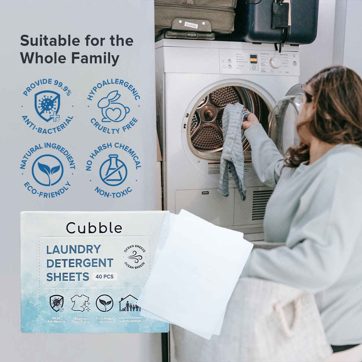 Cubble 5-in-1 Laundry Pods (50pcs) Laundry Detergent Capsule, Anti ...