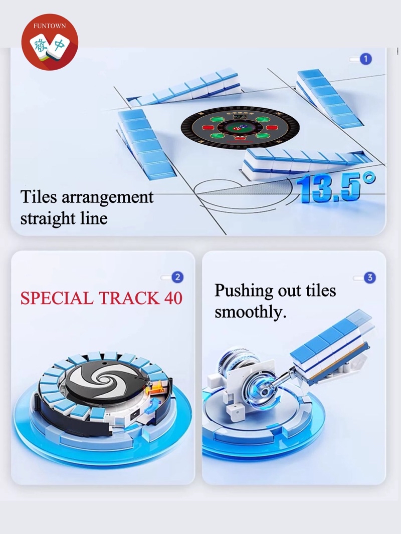 𝐅𝐔𝐍𝐓𝐎𝐖𝐍 / Automatic Mahjong Table / Built- In light / 3rd Roller ...