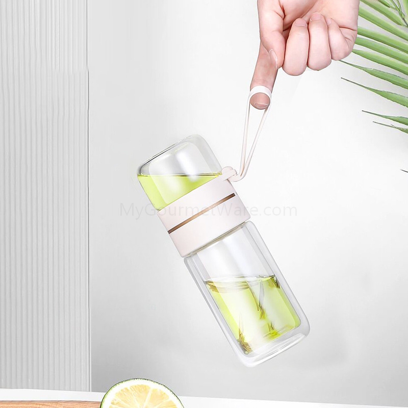 [SG STOCK] Double Glass Wall Tea Infuser Cold Brew Coffee Strainer Fruit Tea Glass Bottle | XL ...
