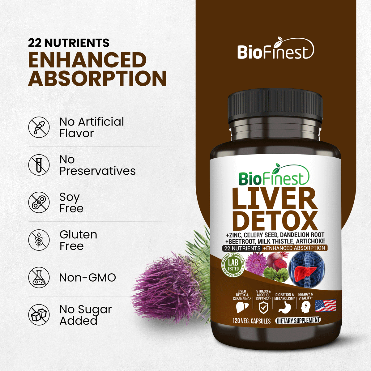 Biofinest Liver Detox Supplement - Milk Thistle Celery Seed Beetroot ...