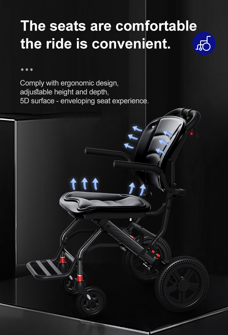 Portable ergonomic wheelchair, folding cart for people with reduced ...