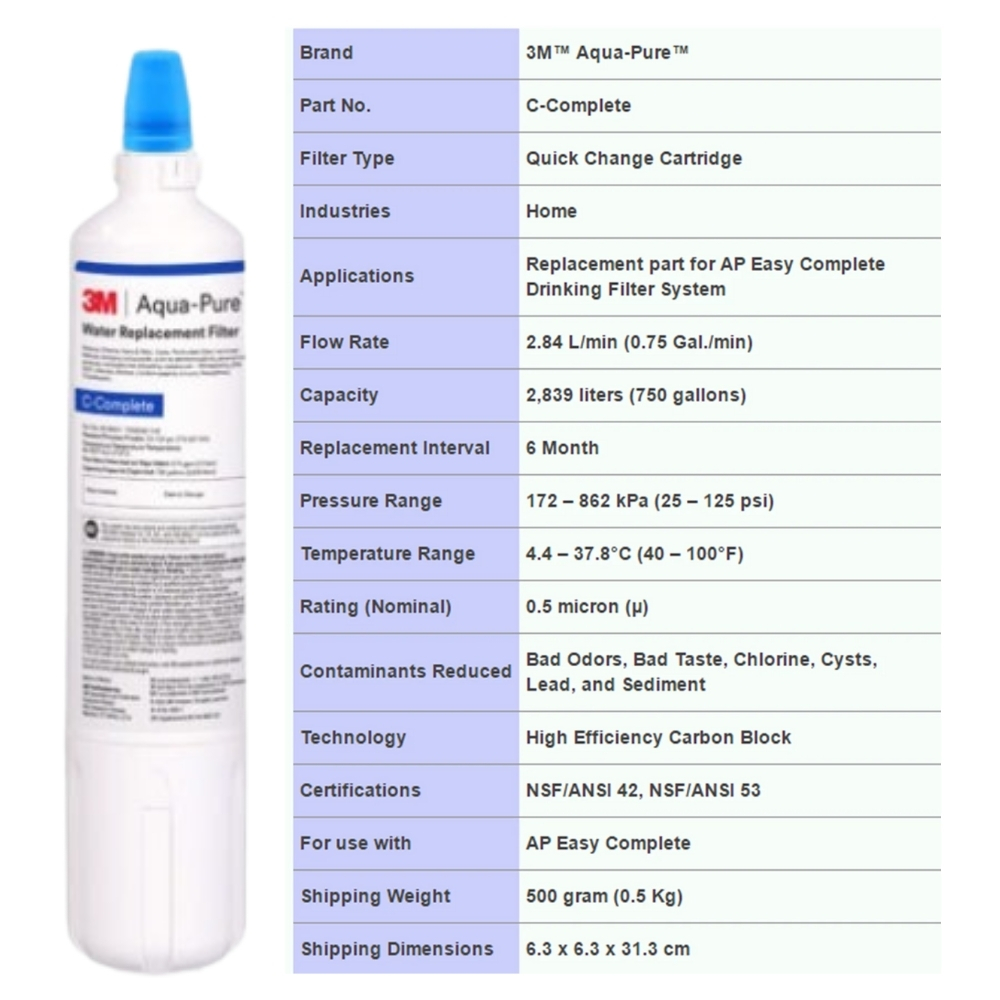 3M AP C Complete Easy Replacement Water Purifier Filter | Shopee Singapore