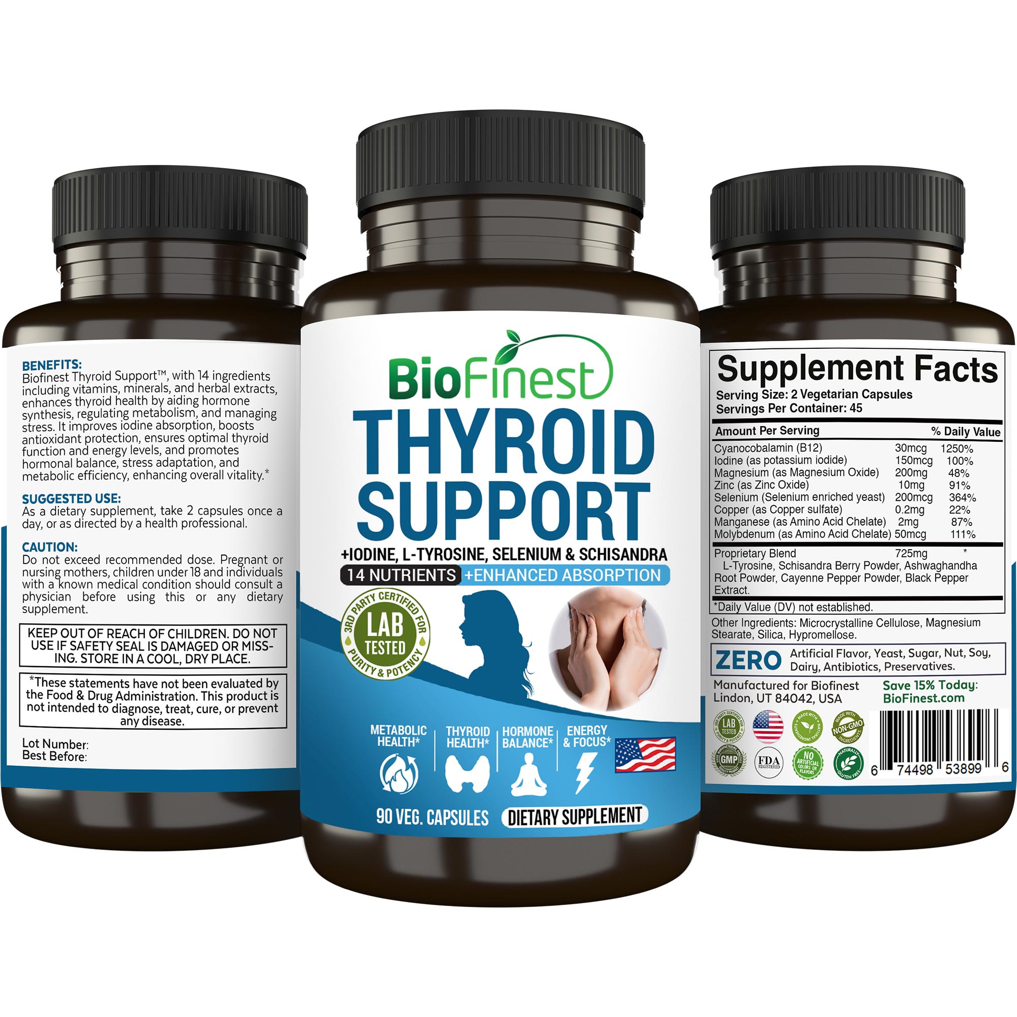 Biofinest Thyroid Support Supplement - Iodine Selenium Magnesium ...
