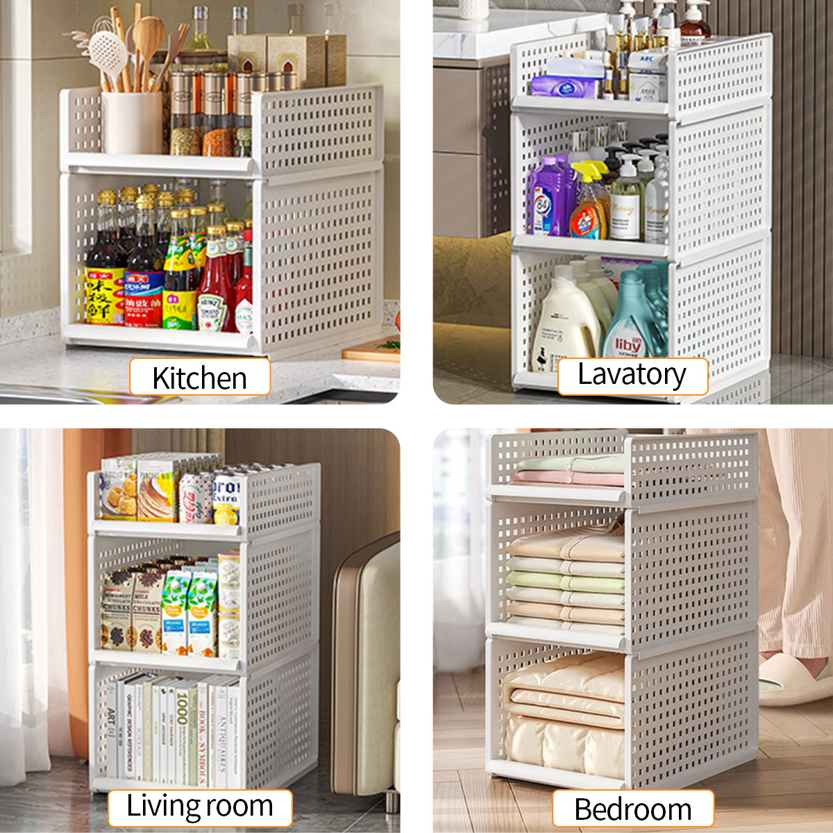 Stackable Storage Box Wardrobe Storage Drawer-Style Box Home Dorm Hotel ...